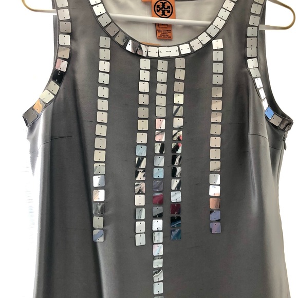 Tory Burch | Dresses | Tory Burch Holiday Shift Dress In Dove Grey Silk ...